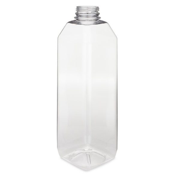 32 oz Clear PET Square Beverage Bottles (Red Tamper-Evident Cap ...